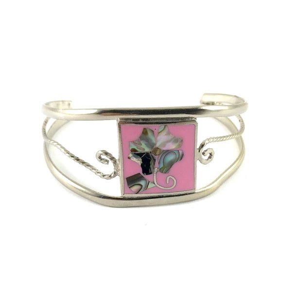 Jewelry | Vintage Alpaca Silver Abalone Shell Inlay Bracelet | Poshmark
